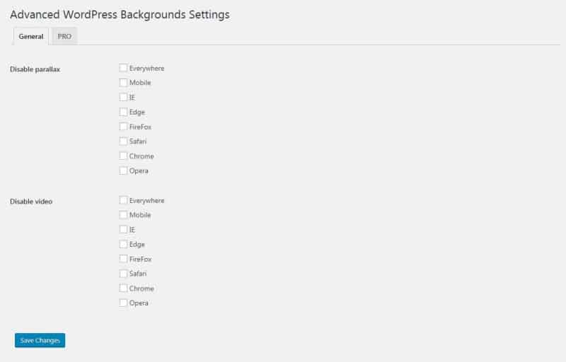 Settings - Advanced WordPress Backgrounds