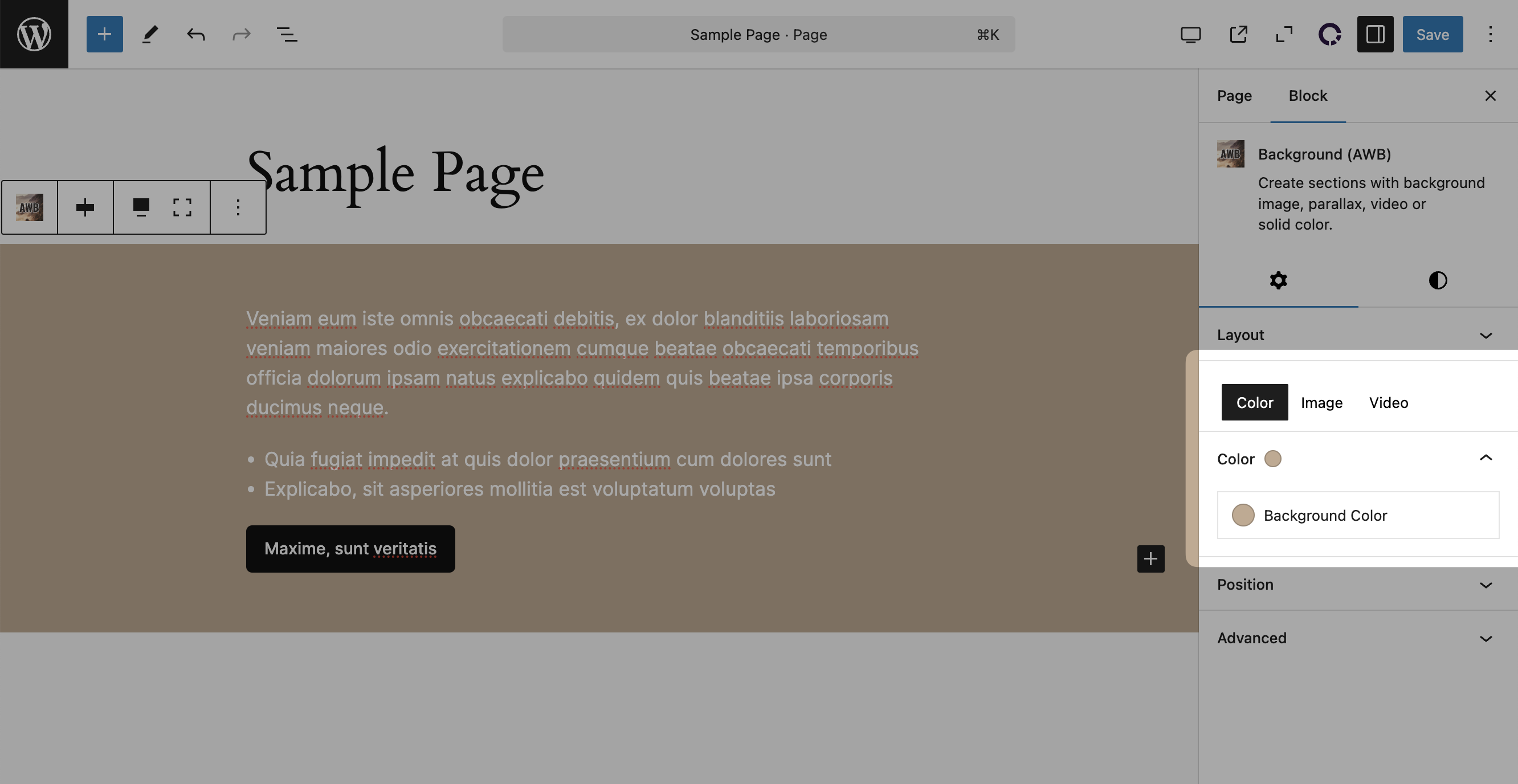 Color - Advanced WordPress Backgrounds