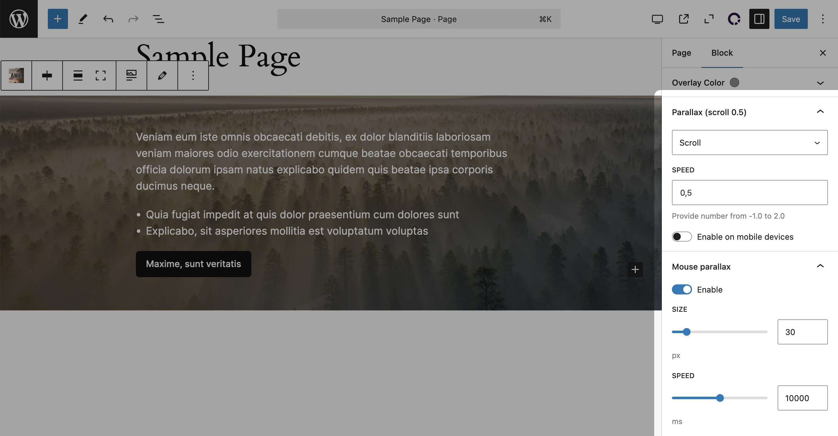 Parallax effects - Advanced WordPress Backgrounds